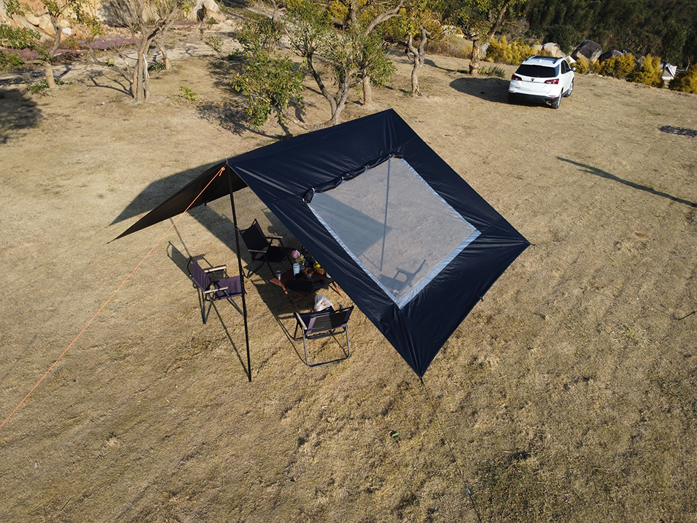 Car Side Awning Tent 3x5 Black Coating Tarp Flysheet Camping Waterproof ...