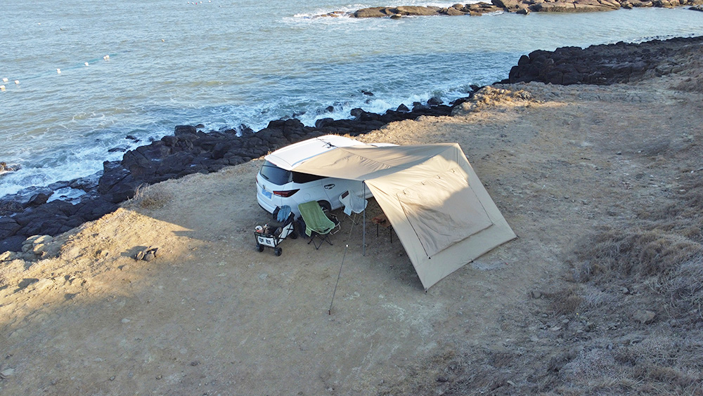 Car Side Awning Tent 3x5 Black Coating Tarp Flysheet Camping Waterproof ...
