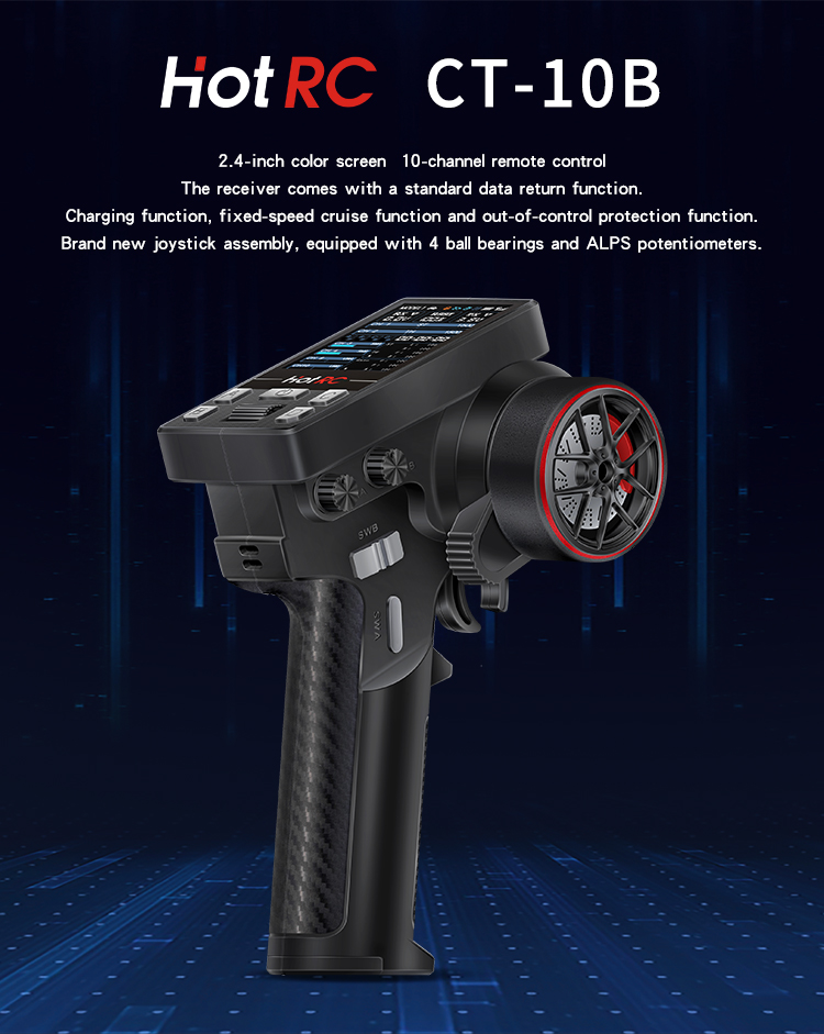 HOTRC CT-10B CT10B 10CH Color Screen Remote Control 2.4G 4CH/6CH/8CH ...