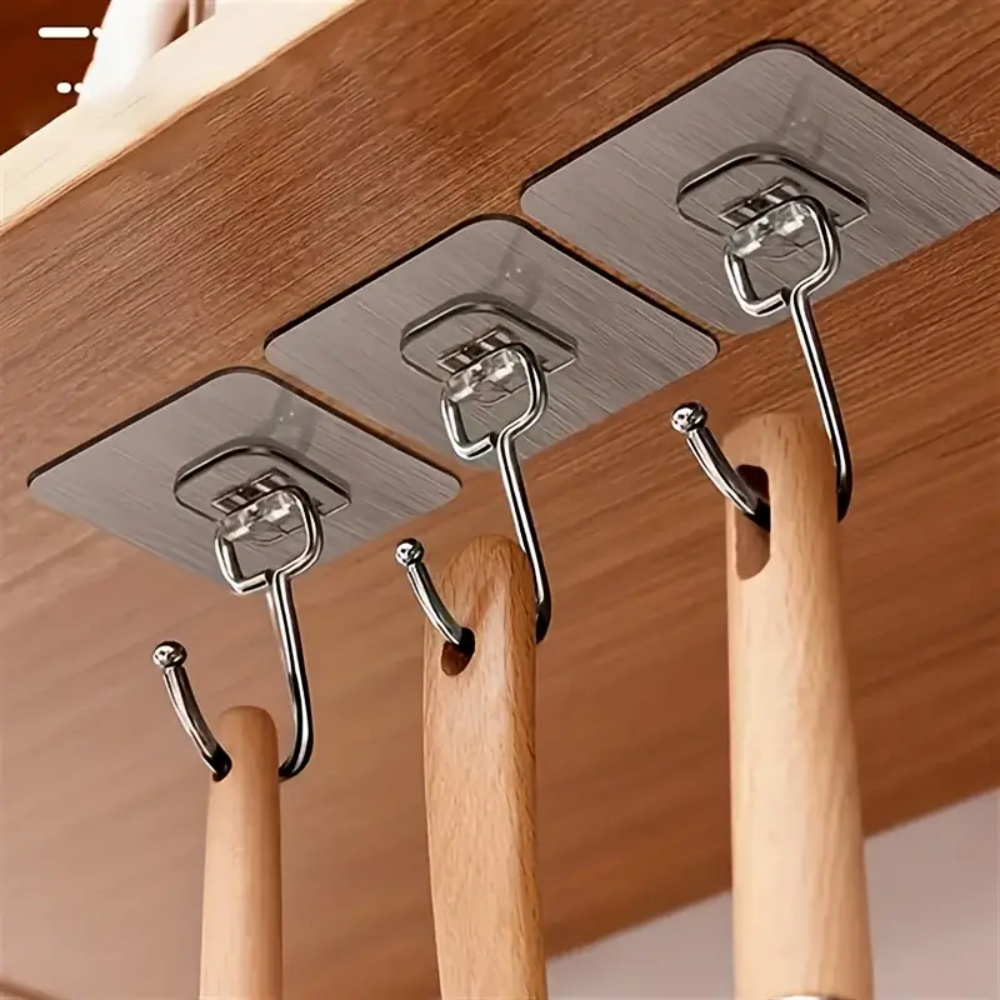Heavy-Duty Adhesive Hooks for Hanging Heavy Items - Punch Free Self ...