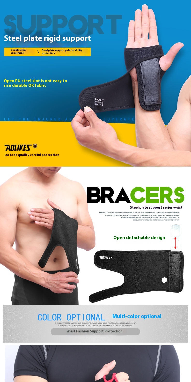 Ready Stock Aolikes Palm Protection Sports Wristband Detachable ...