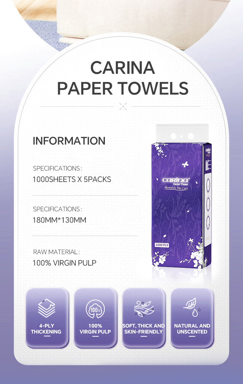 [5 Packs] Carina Wall Hanging Tissue 4-Ply 1000 sheets soft deluxe ...