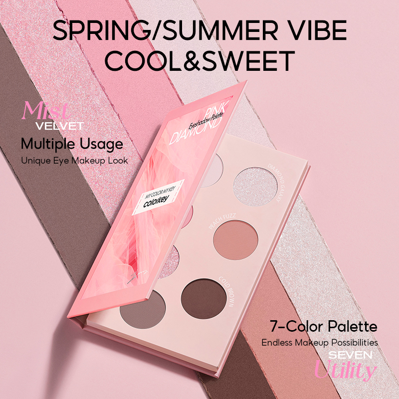 Colorkey Pink Diamond 7-Color Eyeshadow Palette Pigmented, Silky and ...