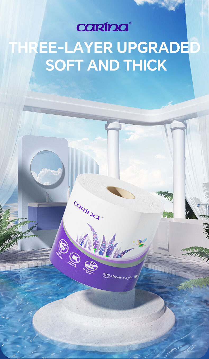 【16+4 Rolls】Carina Lavender Tissue 3-Ply Deluxe Soft Bathroom Tissue ...