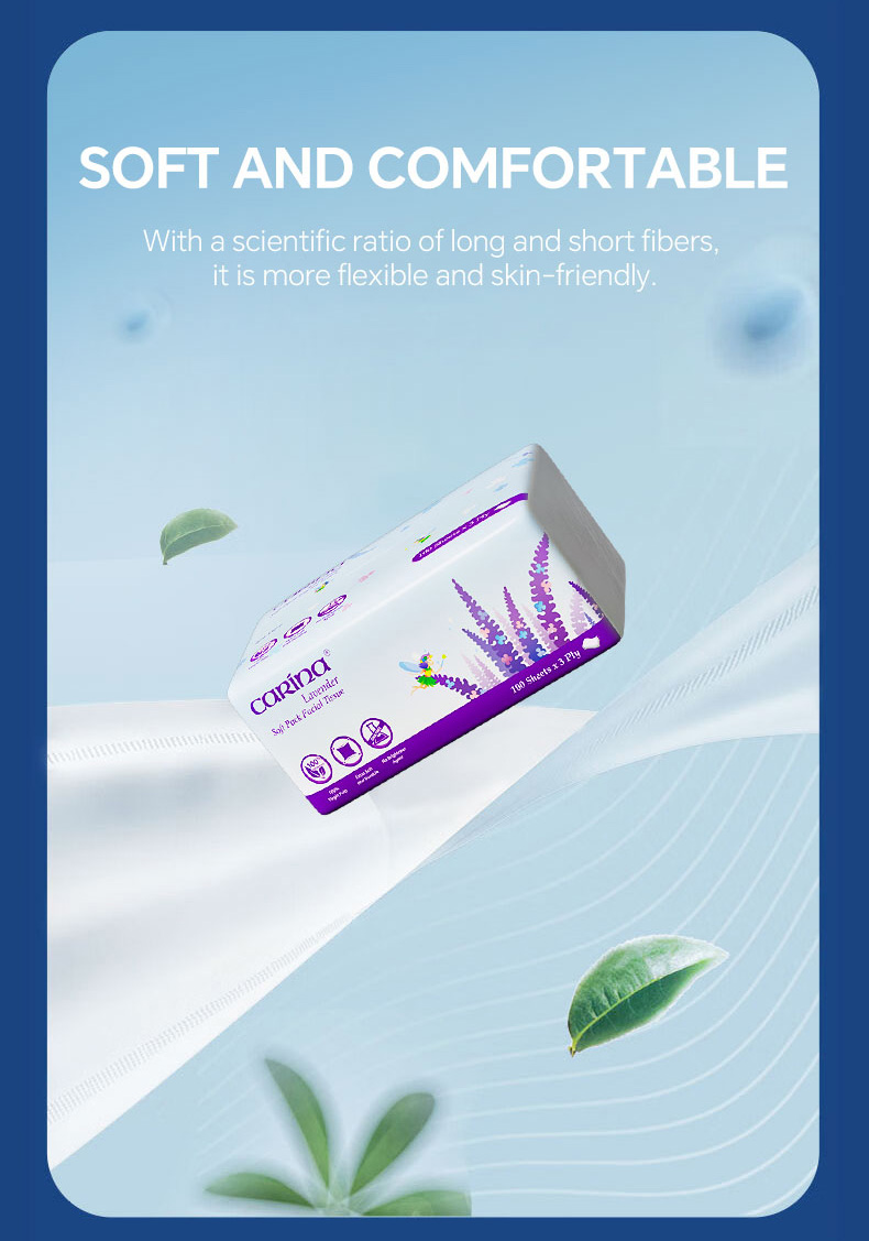 Carina Lavender 3 Ply Soft Pack Organic Facial Tissue (100's x 1 Pack/6 ...