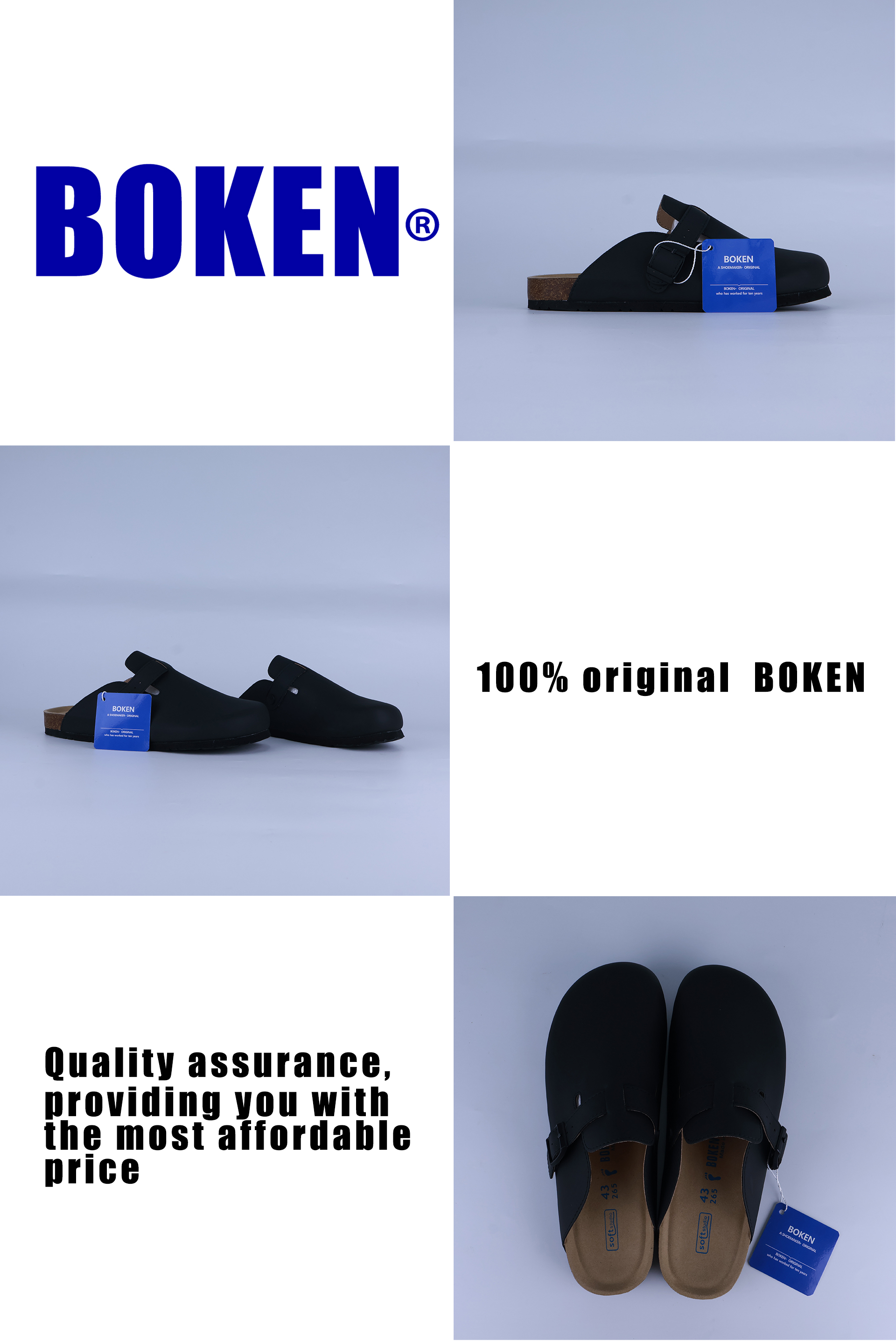 BOKEN Suede Cork Classic Sandals Mules for Men Women Comfortable Beach ...