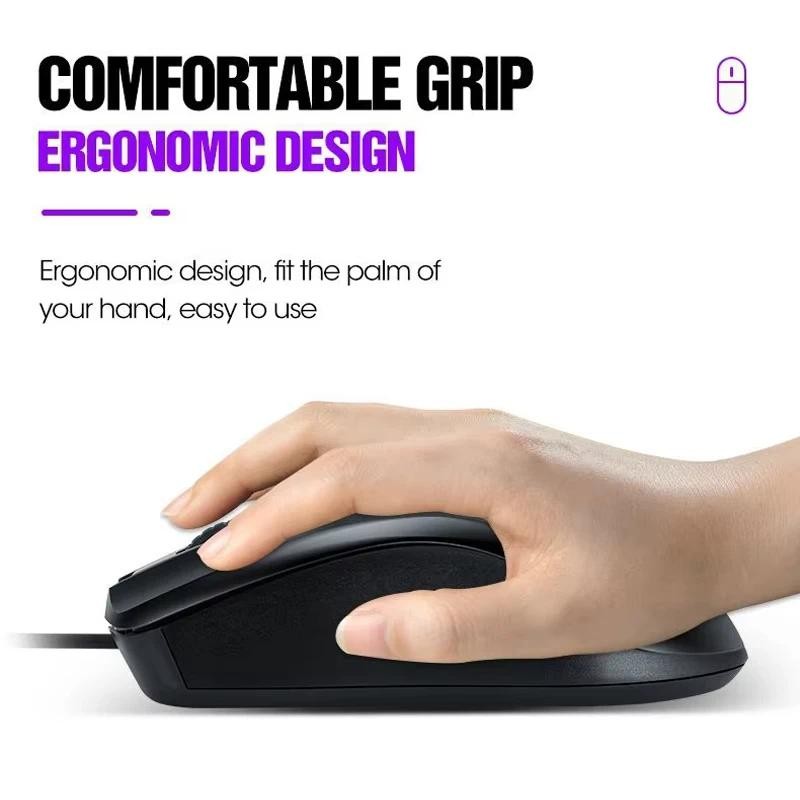 Ultra thin USB Computer Wired Mouse 1000DPI Ergonomic Home Office ...