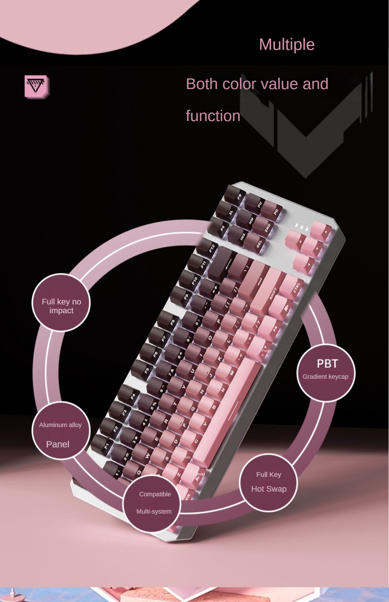 EWEADN TK870 Wired Mechanical Keyboard Hot-swappable RGB Tea Axis E-sports Game Office ...