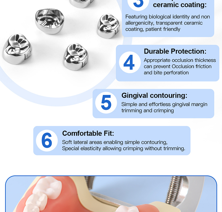 5pcs | Dental Primary Molar Crown Teeth Preformed Stainless Steel ...