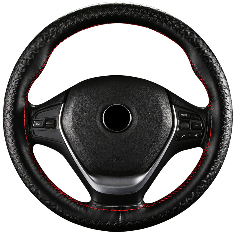Genuine leather Car Steering Wheel Cover hand sewing with needle and ...