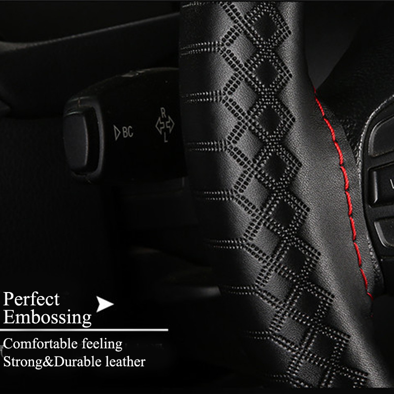 Genuine leather Car Steering Wheel Cover hand sewing with needle and ...