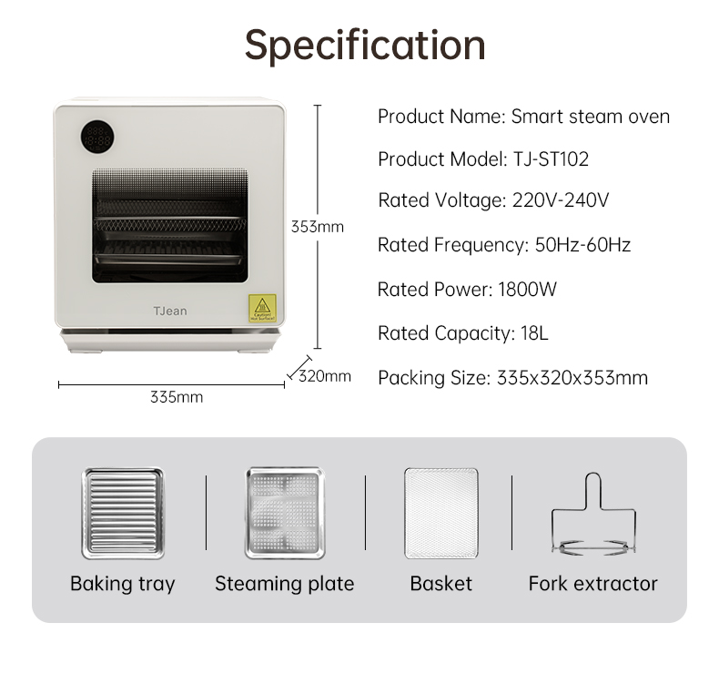 TJean Steam Oven Multifunctional Household Steam Air fryer Oven Steamer ...