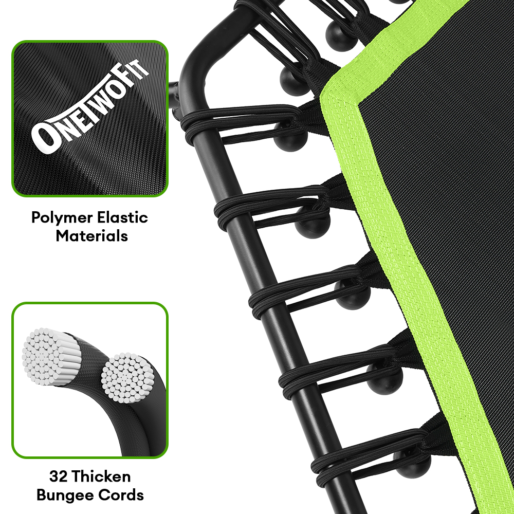 OneTwoFit 45" Fitness Trampoline Rebounder 5-level Adjustable handlebar Workout Max Load 330LBS ...