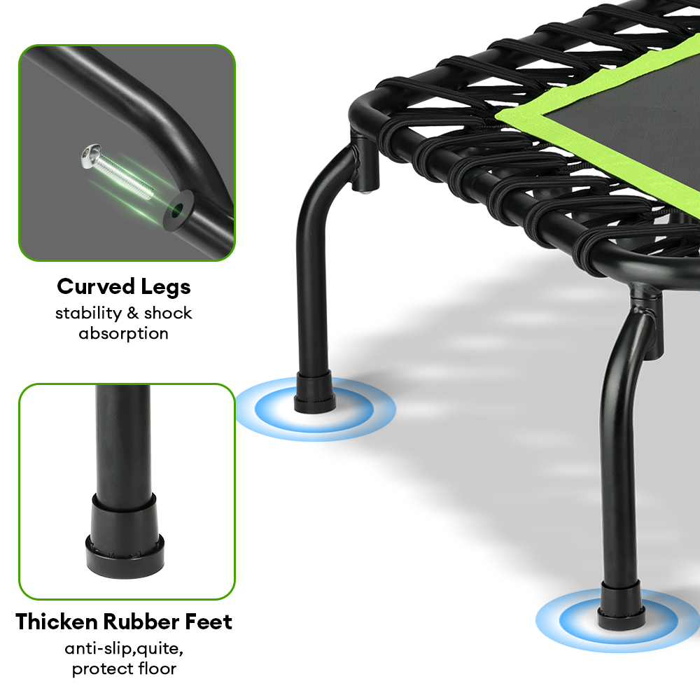 OneTwoFit 45" Fitness Trampoline Rebounder 5-level Adjustable handlebar Workout Max Load 330LBS ...