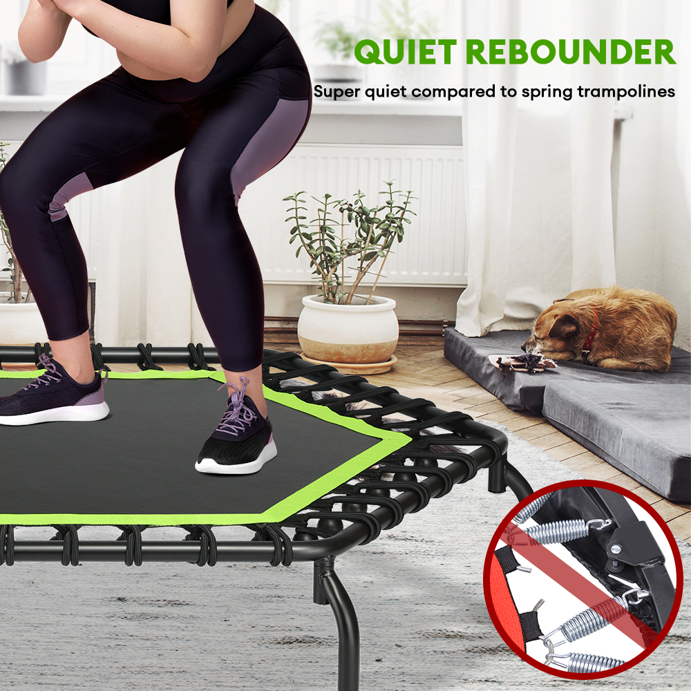 OneTwoFit 45" Fitness Trampoline Rebounder 5-level Adjustable handlebar Workout Max Load 330LBS ...