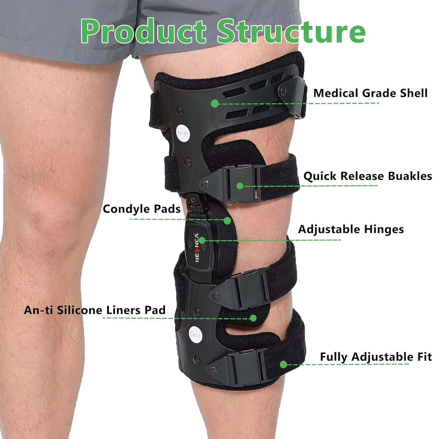 NEENCA Unloader ROM Knee Brace (Fit all Size), Hinged Immobilizer for ...