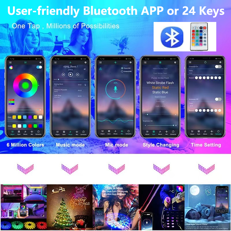 Smart RGB Neon USB 5M Smart Bluetooth Music Synchronous Bar light RGB ...