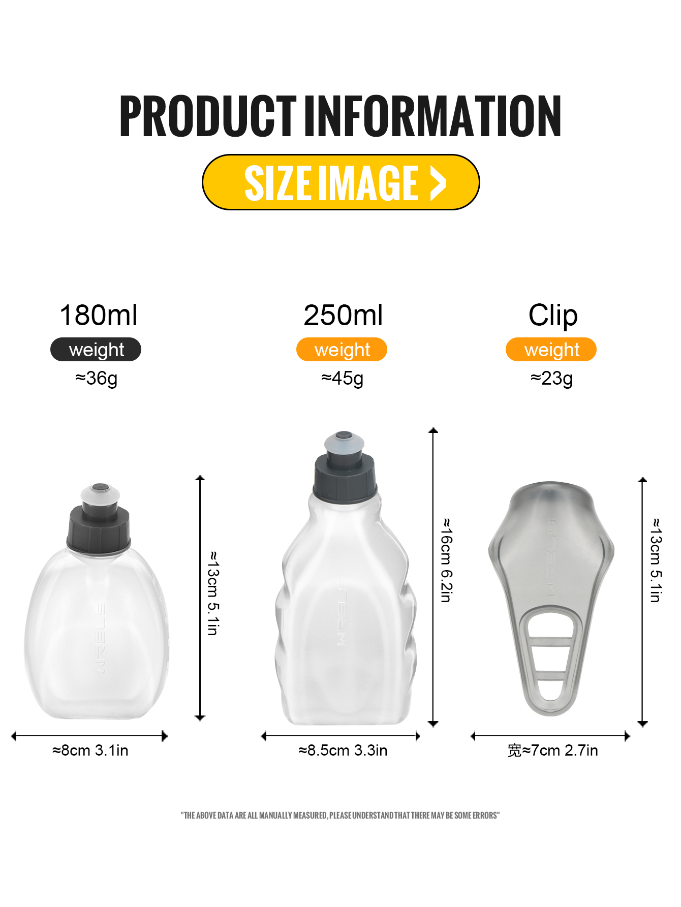 WRELS 180ml 250ml Sports Water Bottle PP5 BPA Free For Running Belt ...