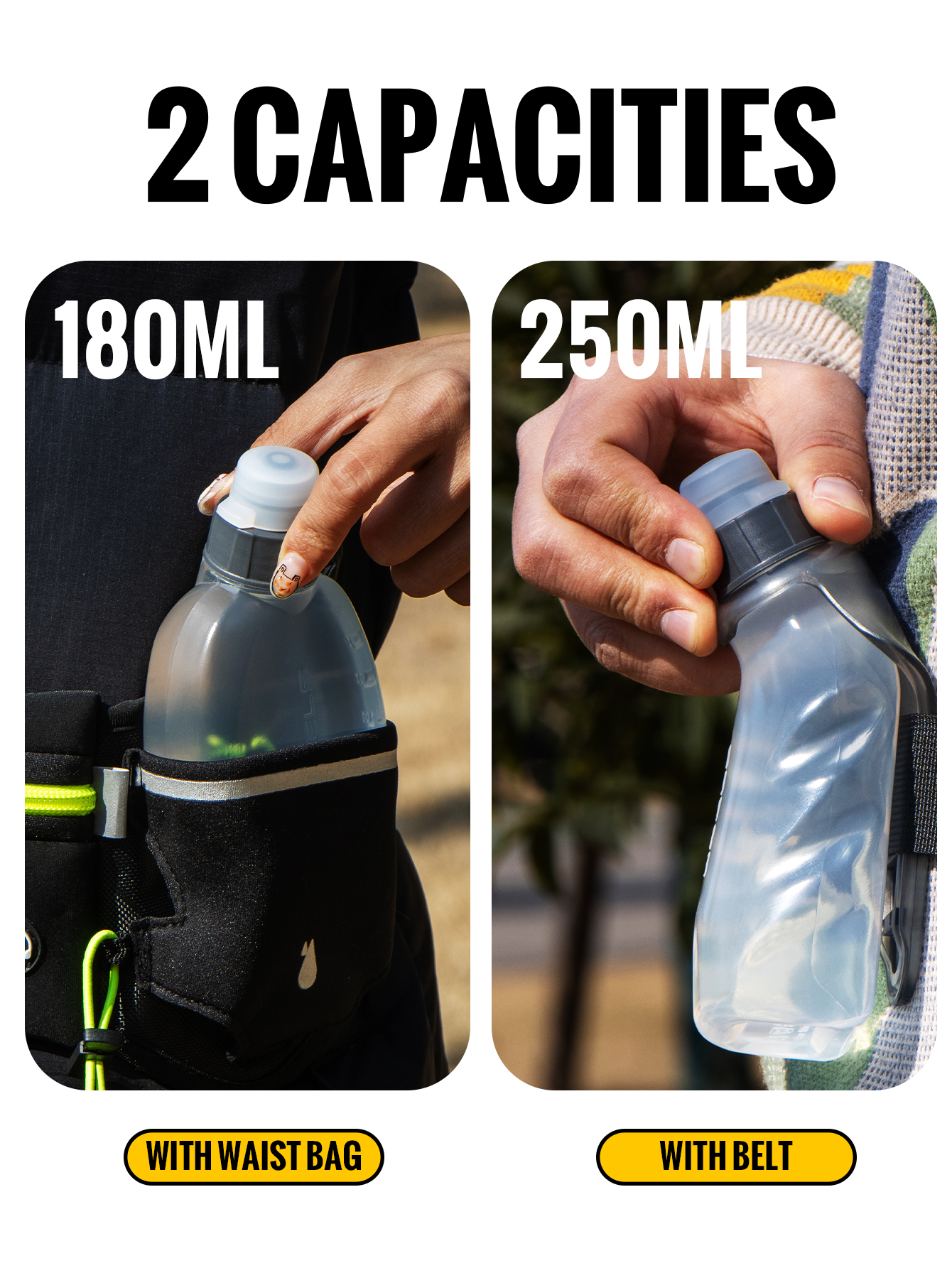 WRELS 180ml 250ml Sports Water Bottle PP5 BPA Free For Running Belt ...