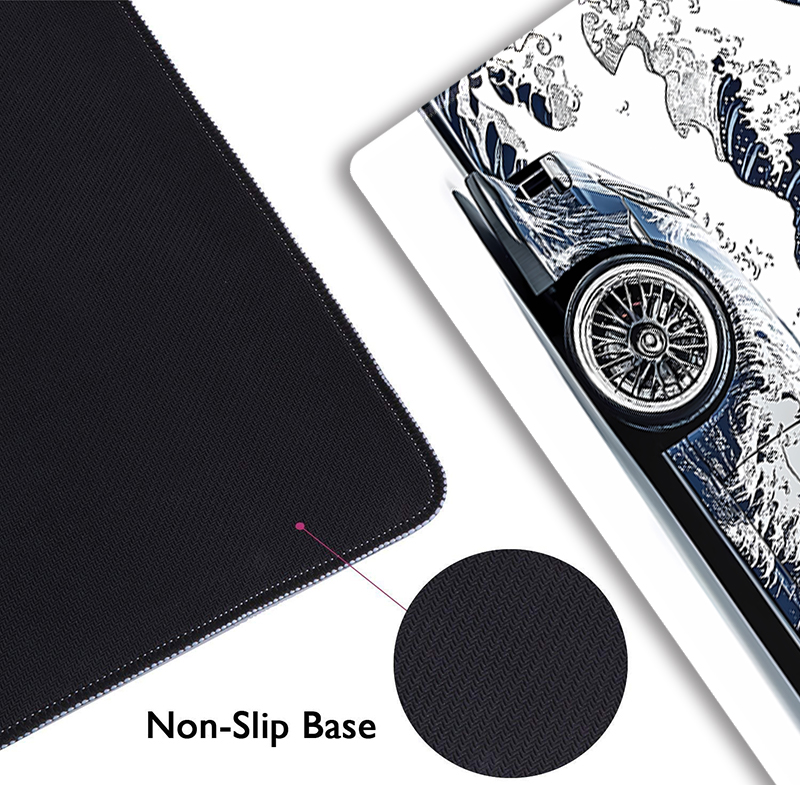 The Wave Racing Car Desk Mat, Ocean Wave Car Mouse Pad night view ...