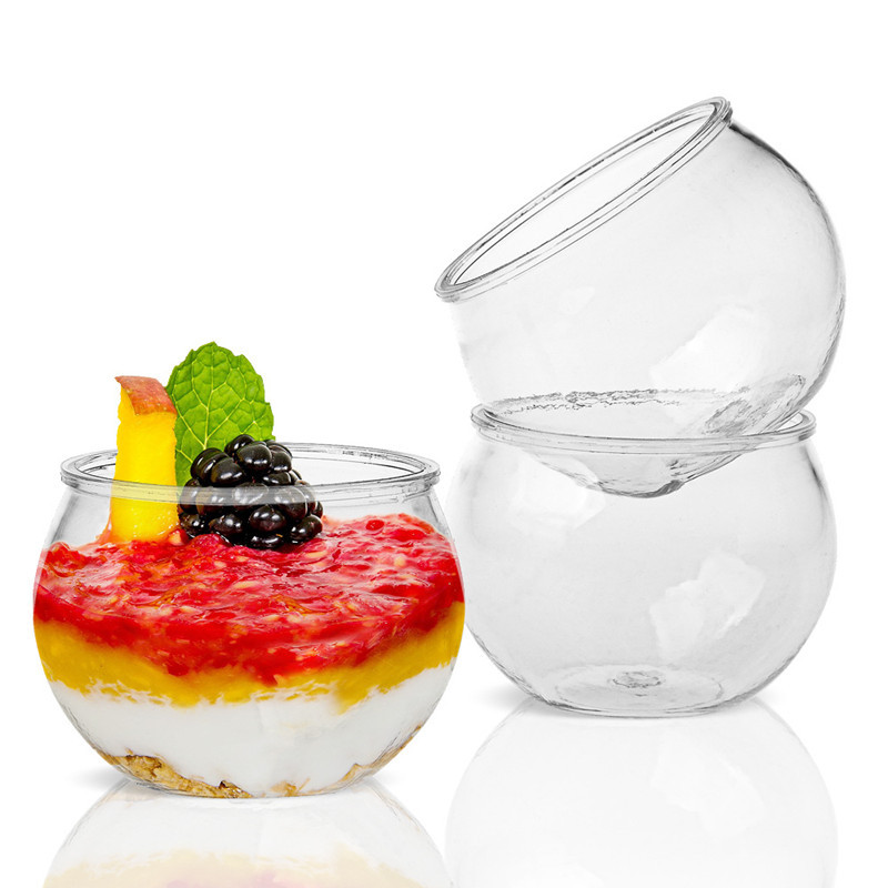 (READY-STOCK) Large round cup fruit dessert in a pudding cup throwaway ...