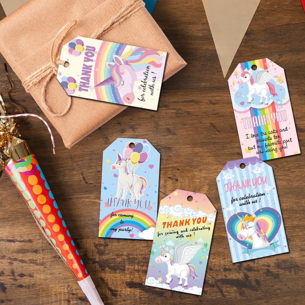 50Pcs, Unicorn Birthday Gift Tags Wrapping Tags for Gifts, Birthday ...