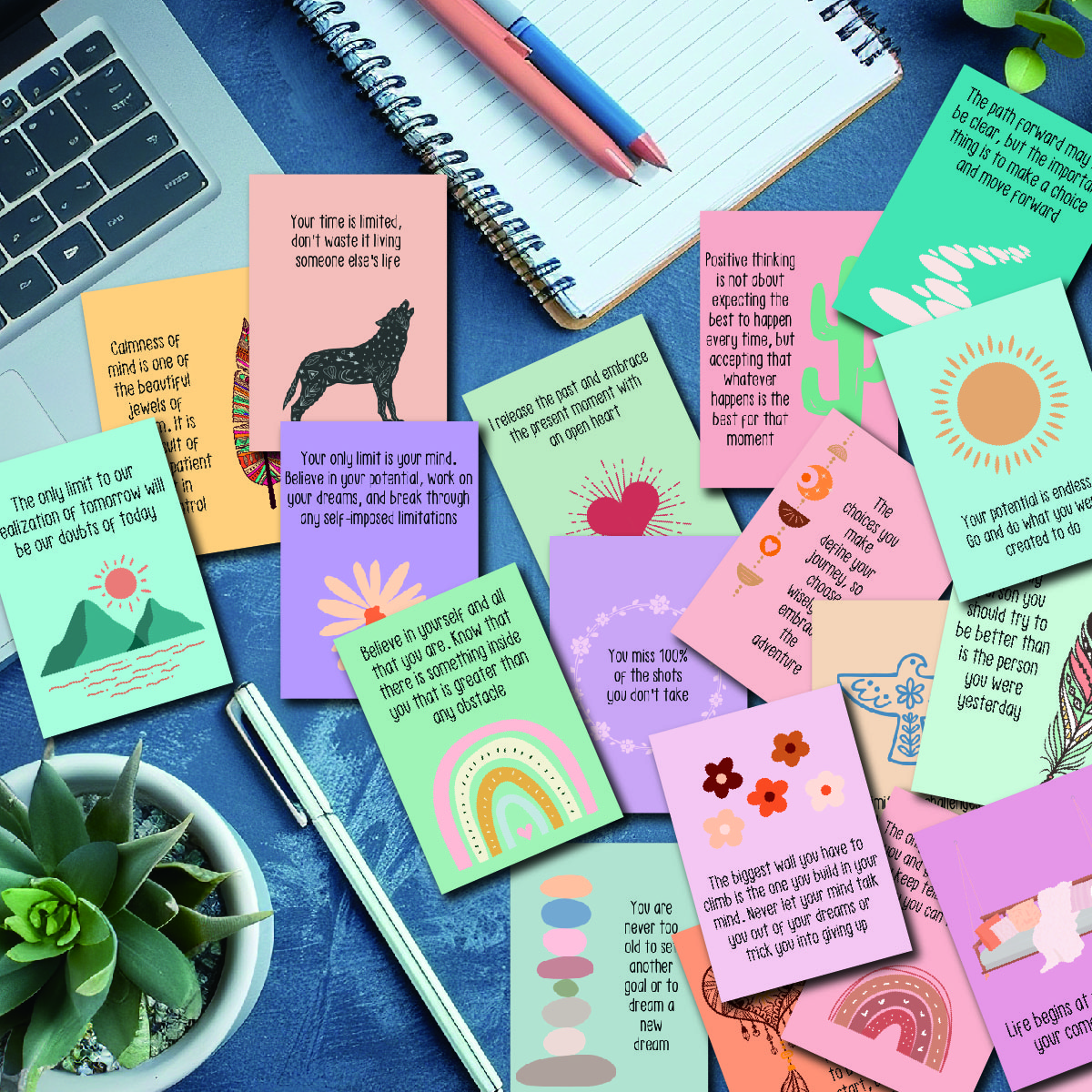 48Pcs, Positive Affirmation Cards, Thank You Cards, Encouragement Cards ...
