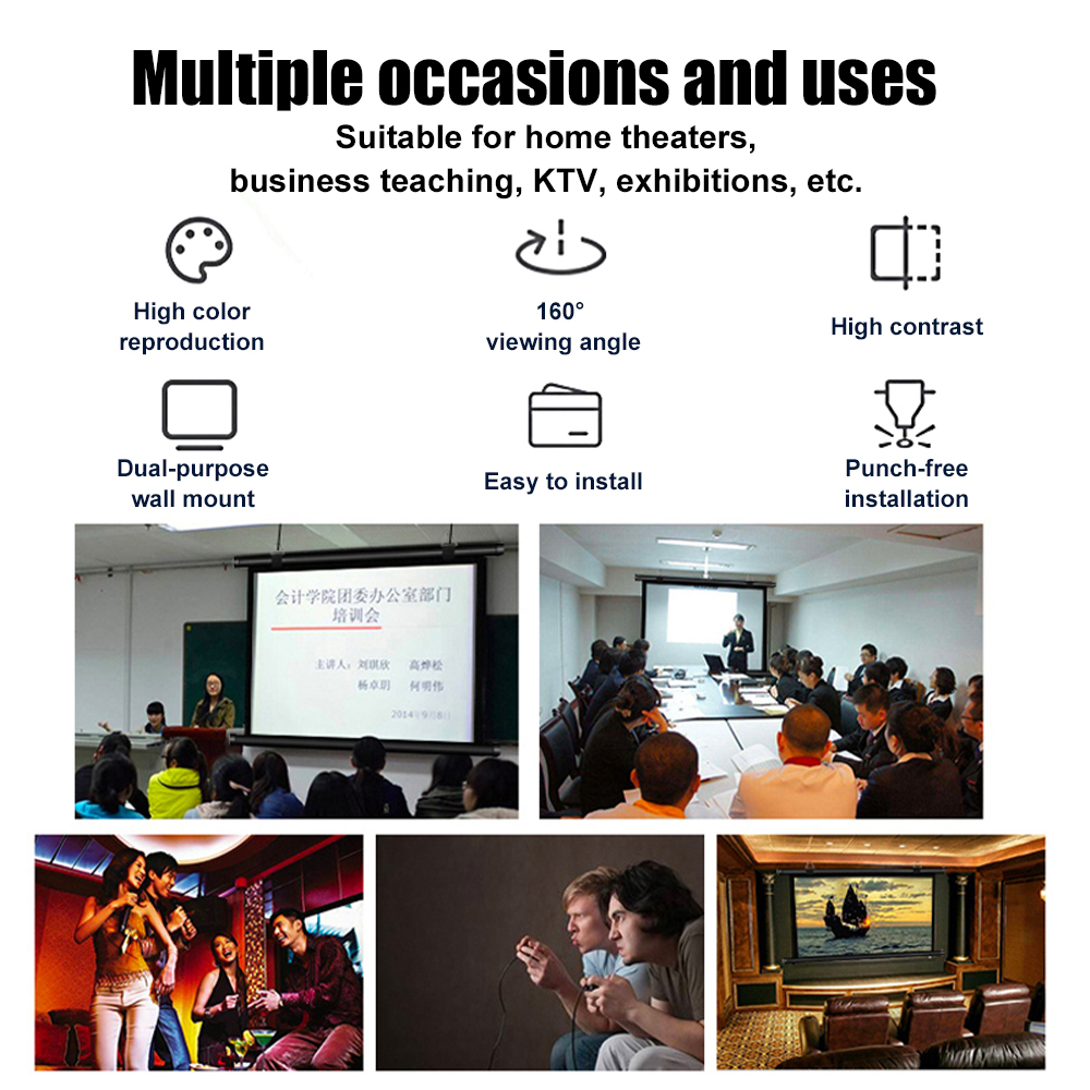 4K Portable Folding Anti-glare Projector Screen Roll-up Storage ...