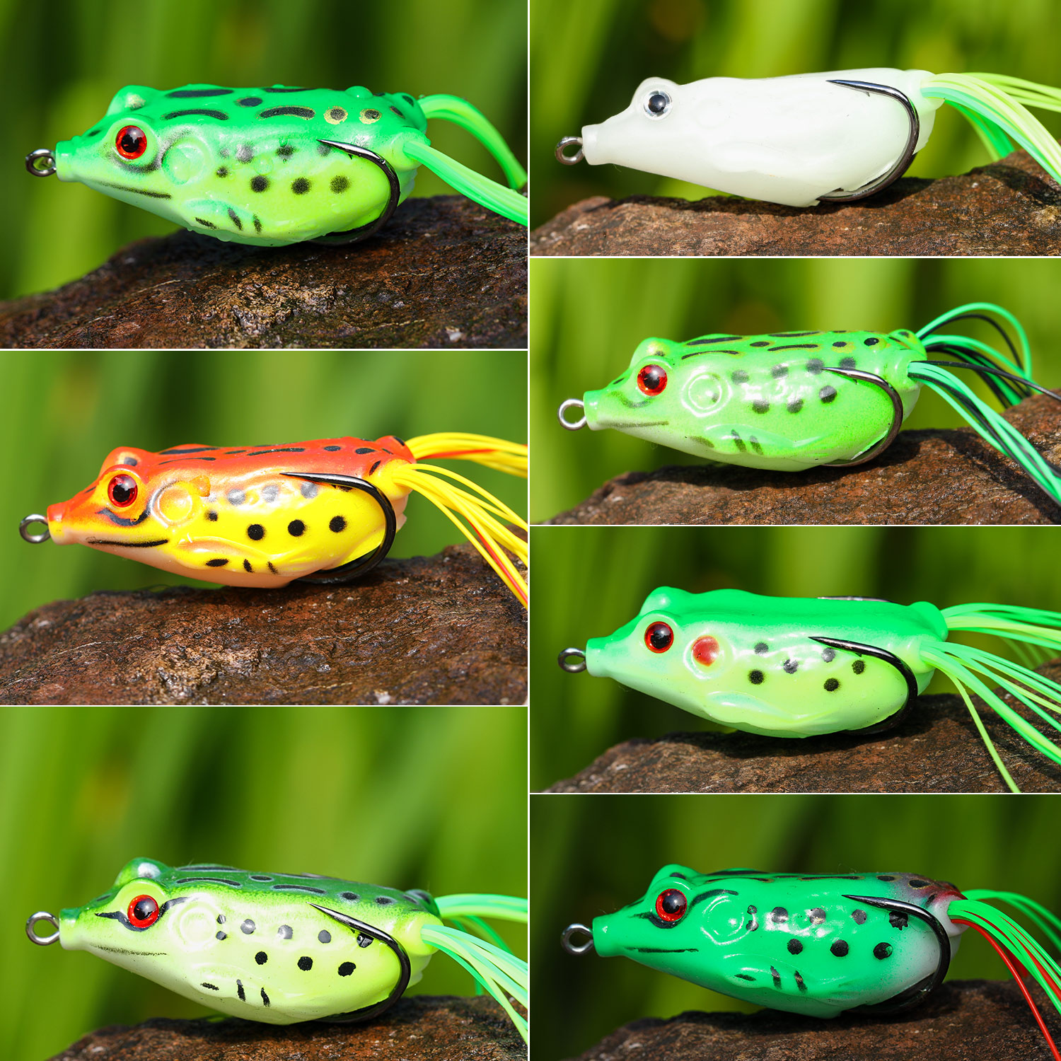 Sougayilang Frog Lure With 7 Colors Soft Plastic Topwater Simulation ...