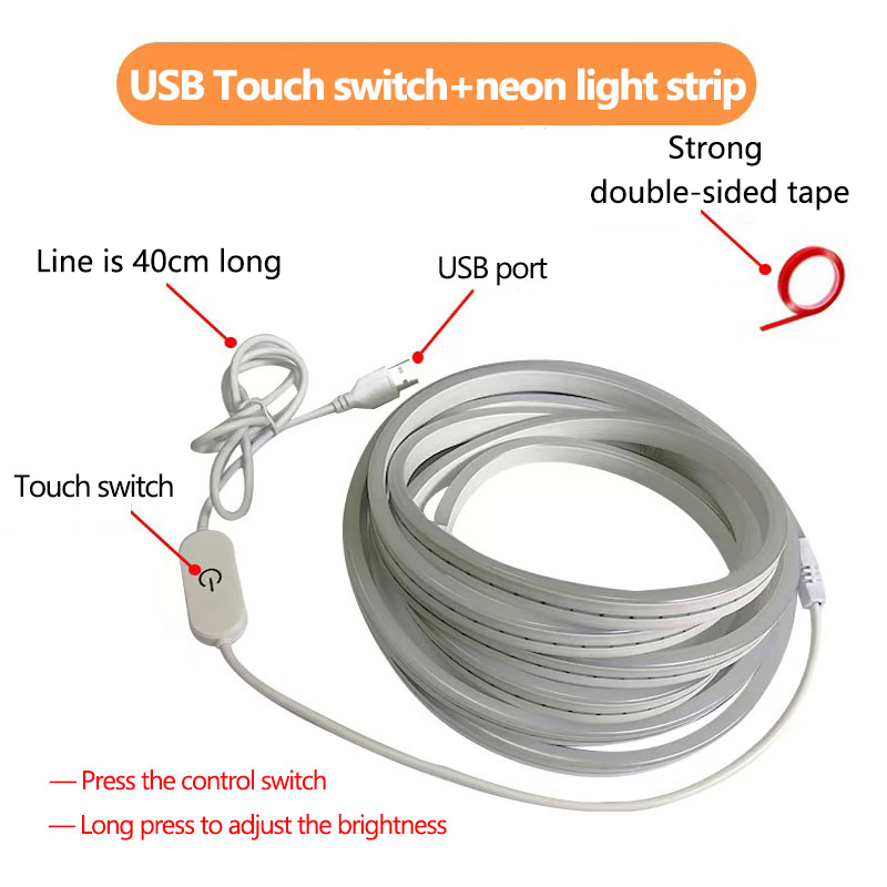 5V USB Neon Light Adjustable Brightness 1m /3m /5m Waterproof Flexible ...