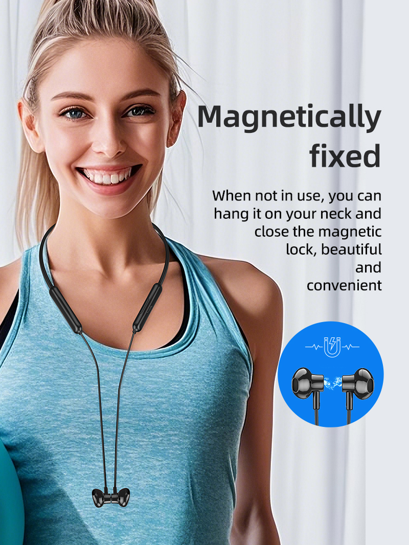 HOCO ES67 Neckband Earphones Wireless Bluetooth 5.3 Magnetic Adsorption ...