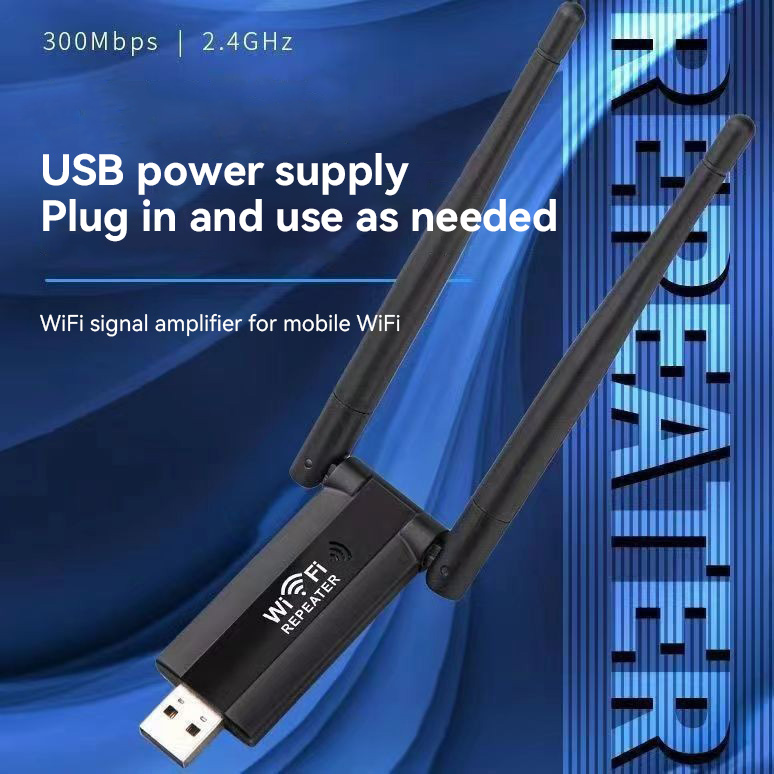 2.4G 300Mbps USB Wireless WiFi Repeater Extender WiFi Signal Amplifier ...