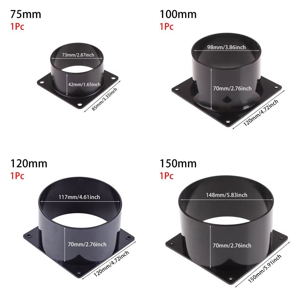 ESTRENAR 1Pcs Flange Connector, 75/100/120/150mm Pipe Fitting Air Inlet ...