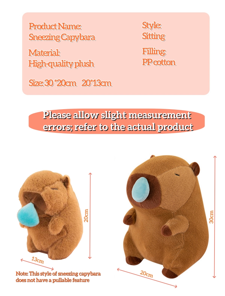 20cm/30cm Capybara Plush Toy with Automatic Retractable Snot Ball ...
