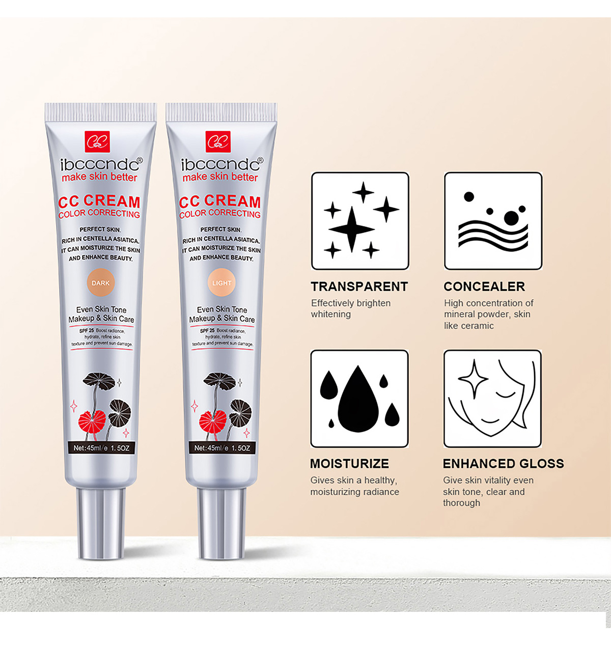 IBCCCNDC Color Correcting CC Cream With Centella Asiatica,Light Multi ...