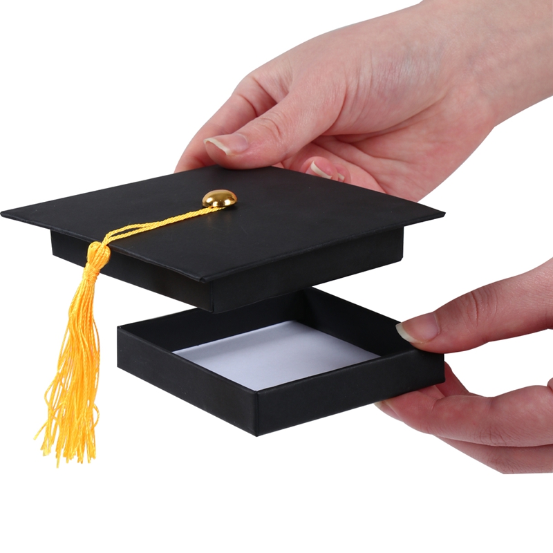 Black Graduation Gift Box Graduation Hat Card Box With Gold Tassels Diy ...