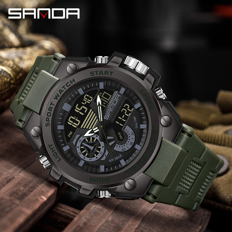 Sanda 3302 Watch Youth Multi functional Waterproof Glow Fashion Korean ...