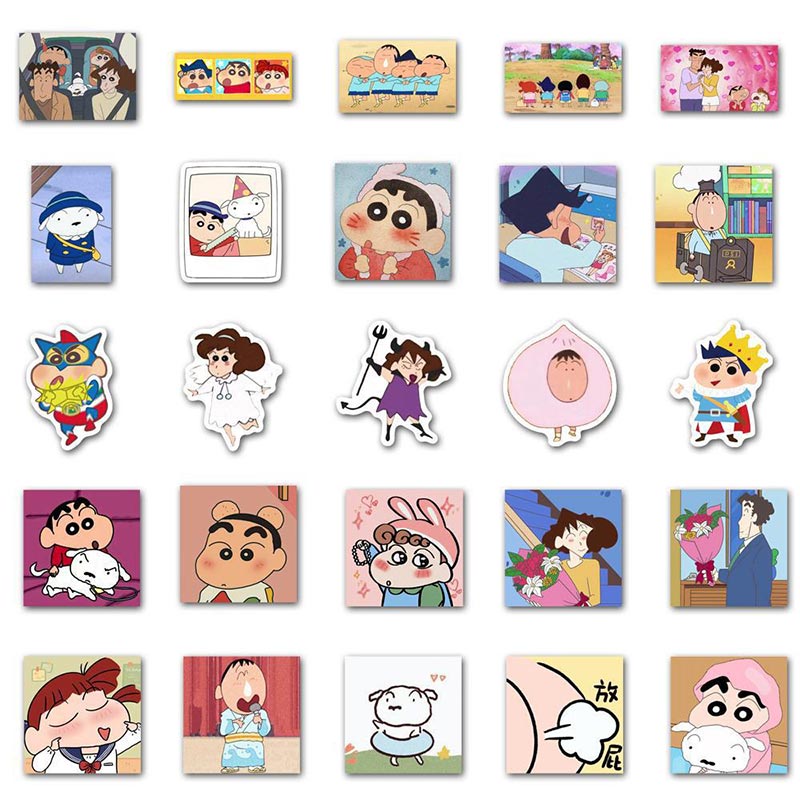 50PCS Shin-chan Cartoon Cute Stickers Anime Kids DIY Diary Luggage ...