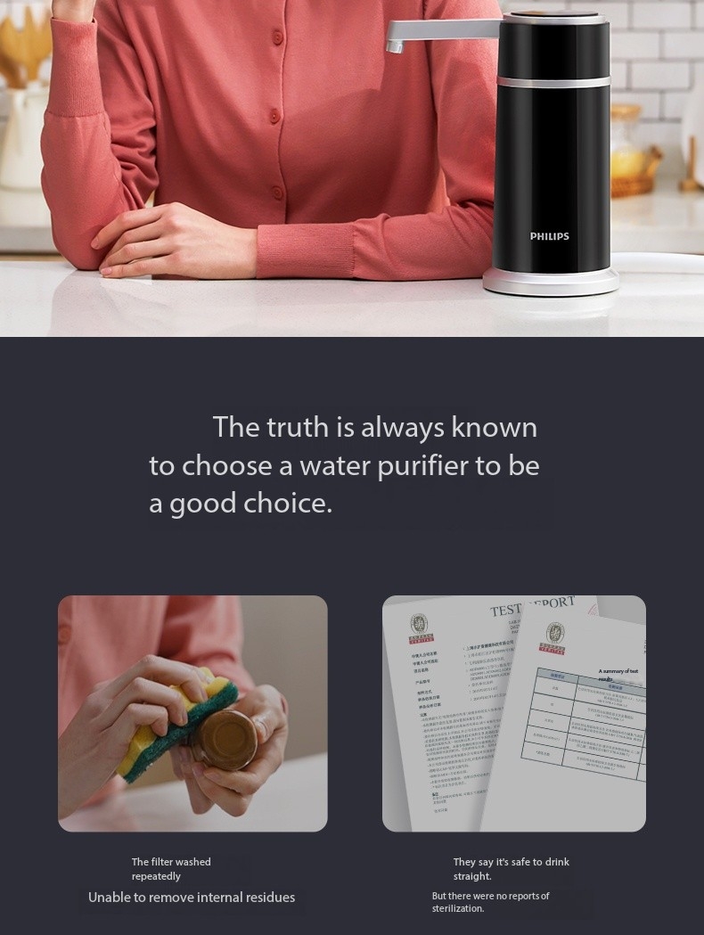 Philips WP5813 Desktop Water Purifier Home Ultrafiltration 360 ° High ...