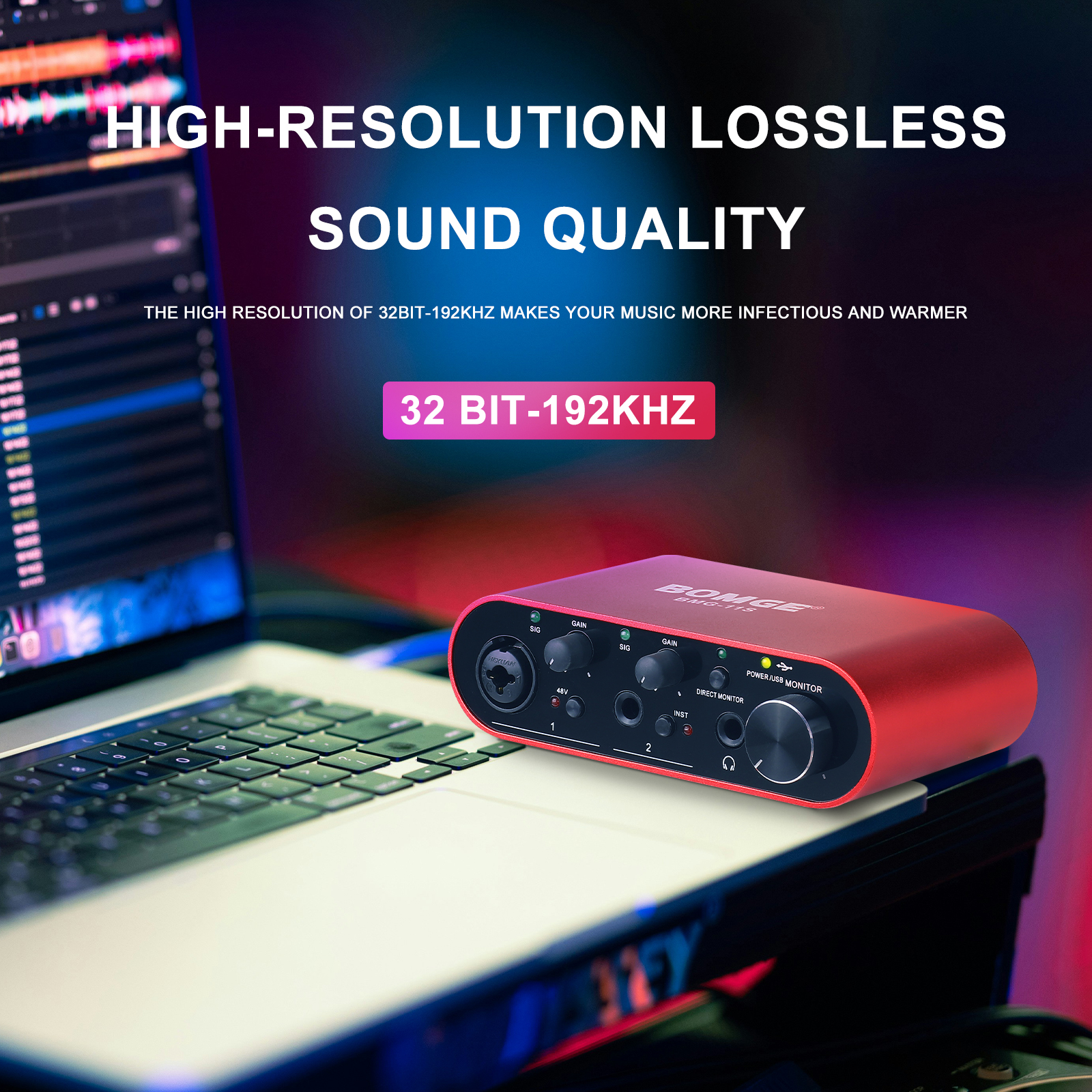 BOMGE BMG11S 3rd Generation USB Audio Interface for Guitarists, Vocalists, Podcasters or ...