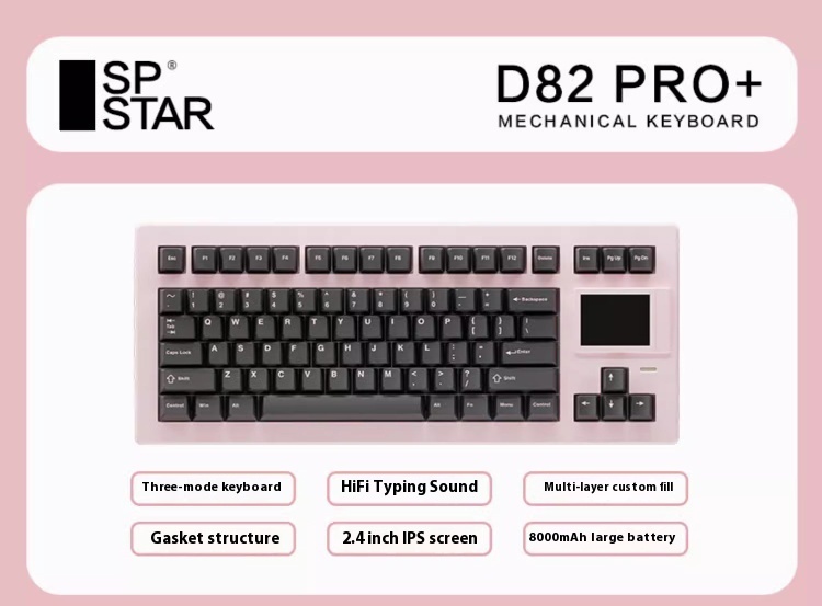 SP STAR D82 PRO+ Wireless Mechanical Keyboard 75% Hot swappable RGB ...