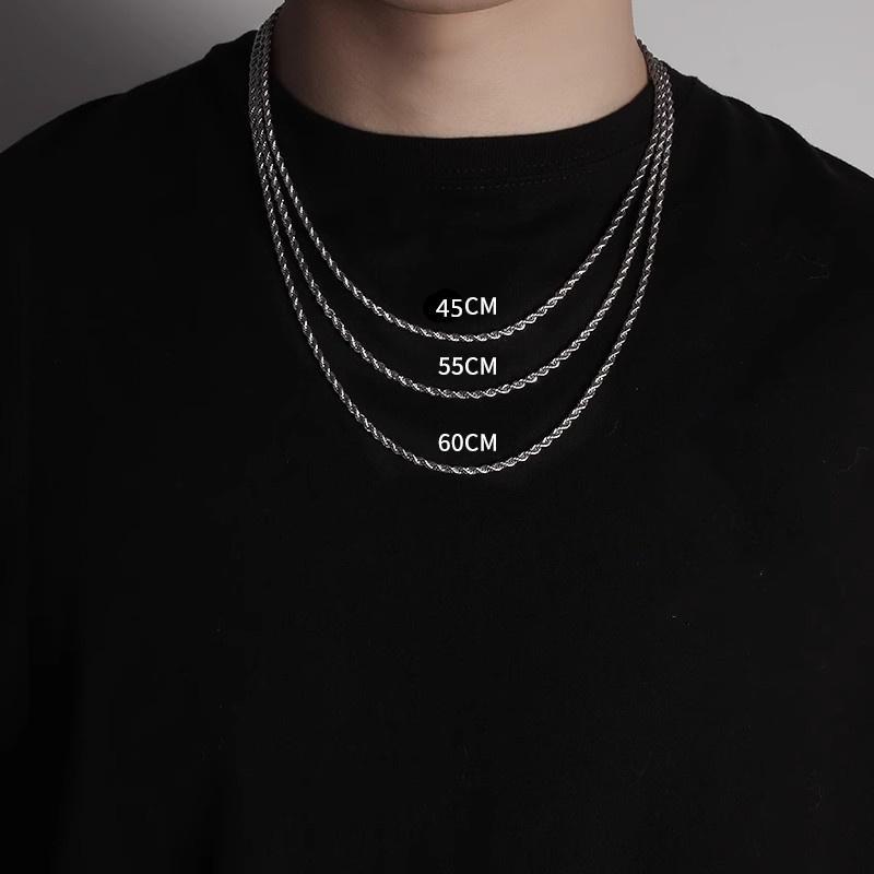 Simple temperament twist chain, men's trendy collarbone necklace, retro ...