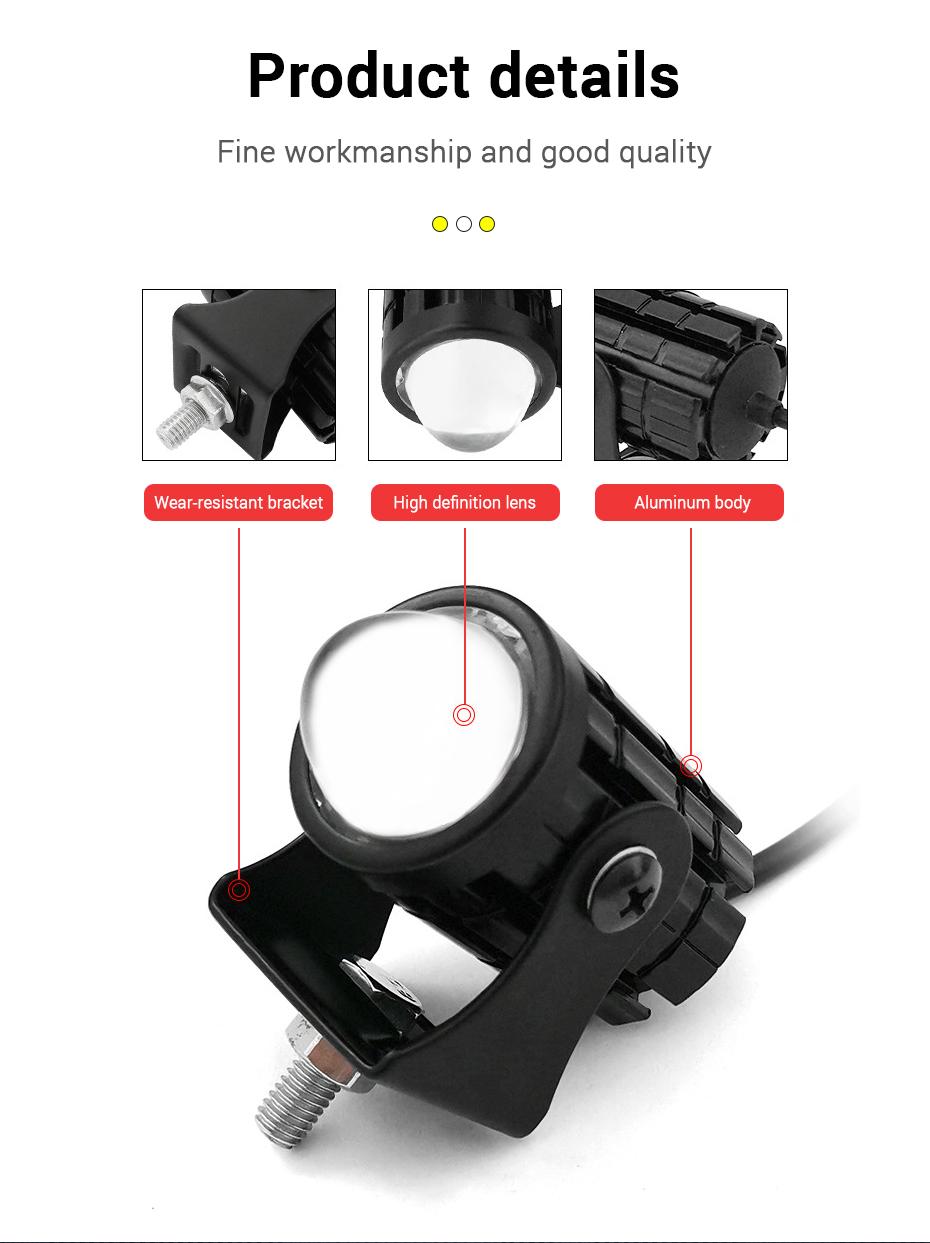 Warranty Waterproof Mini LED Headlight for Motorcycle High Low Yellow ...