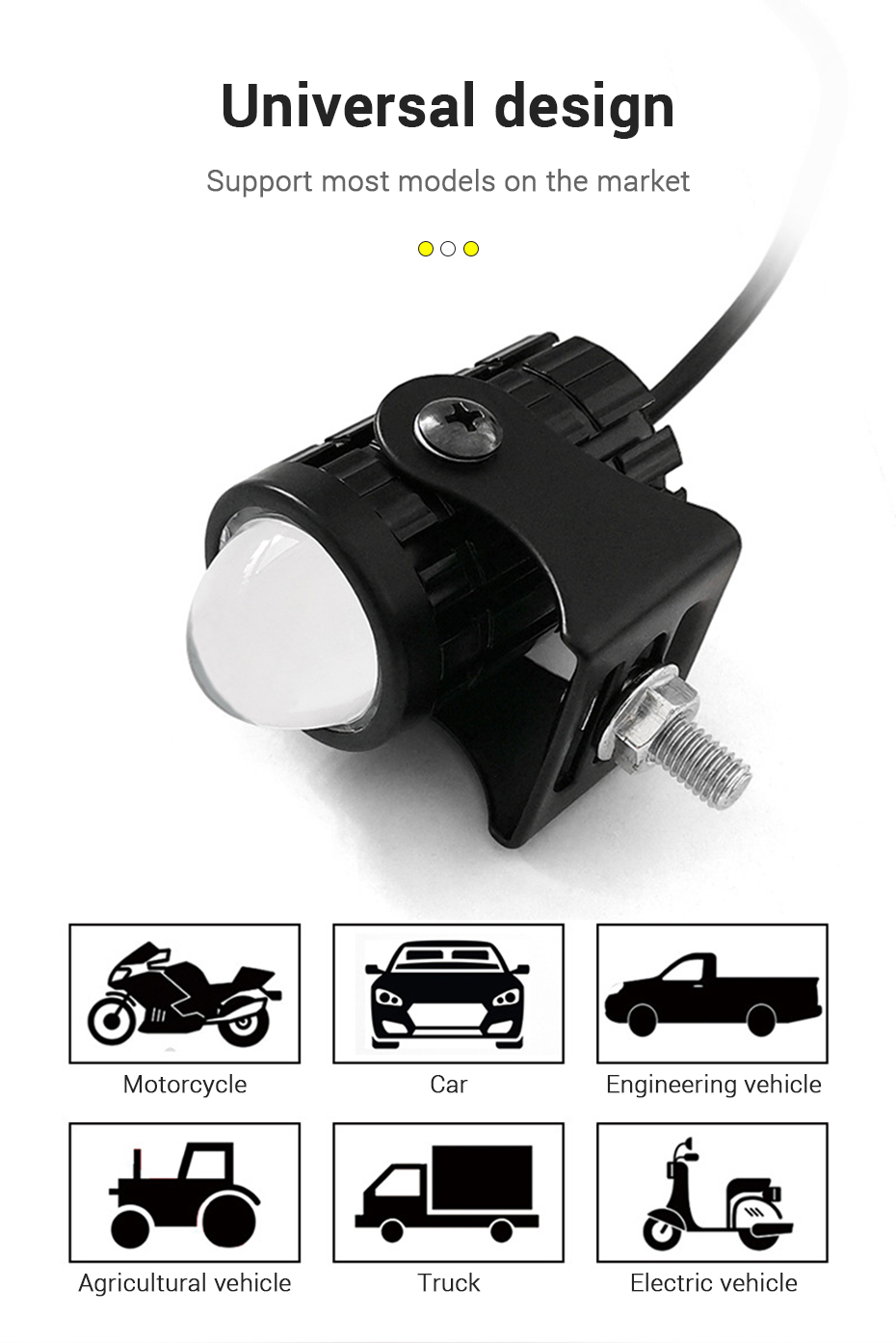Warranty Waterproof Mini LED Headlight for Motorcycle High Low Yellow ...