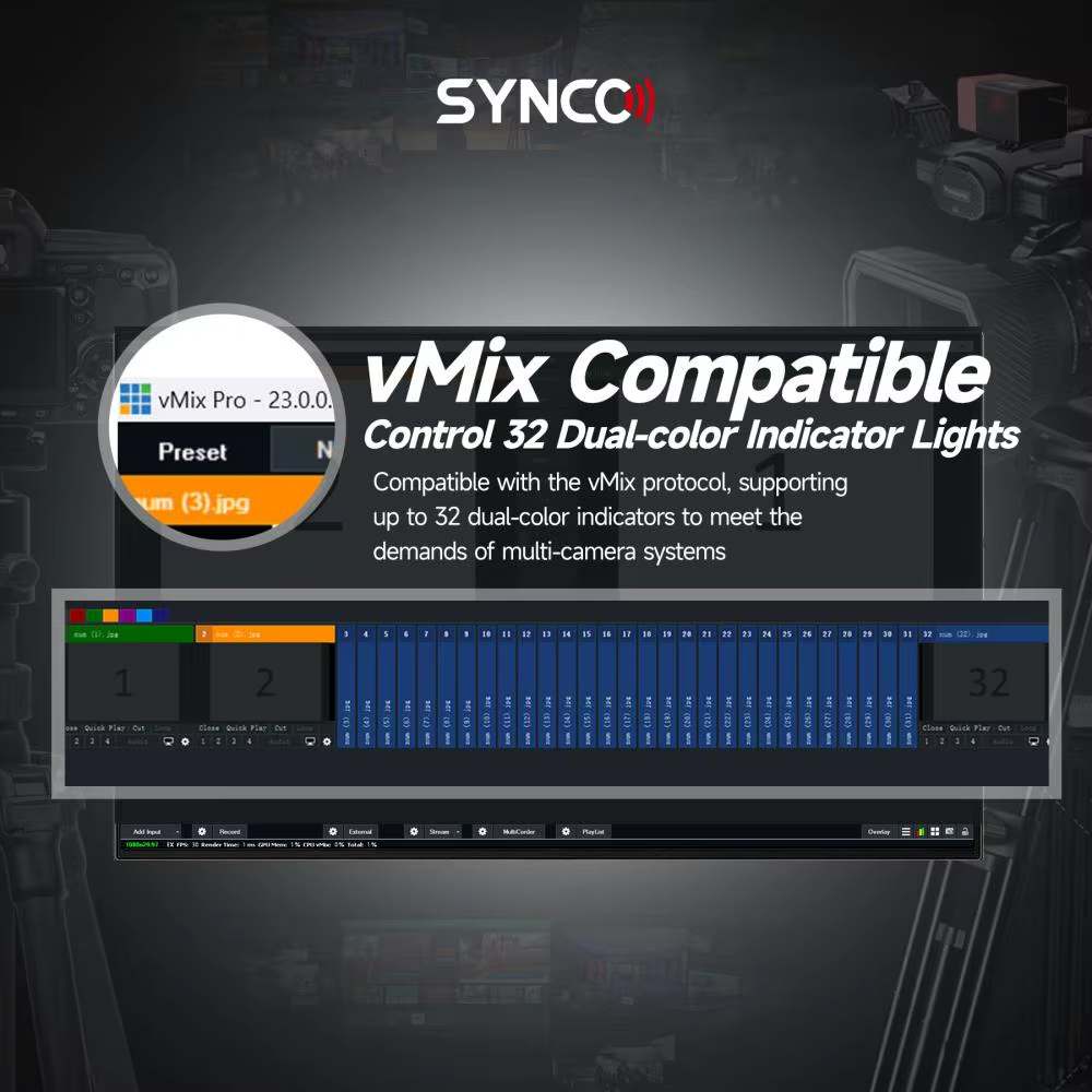 SYNCO CE3 Camera Eye Tally Light With Transmitter 2.4G Lora Wireless ...