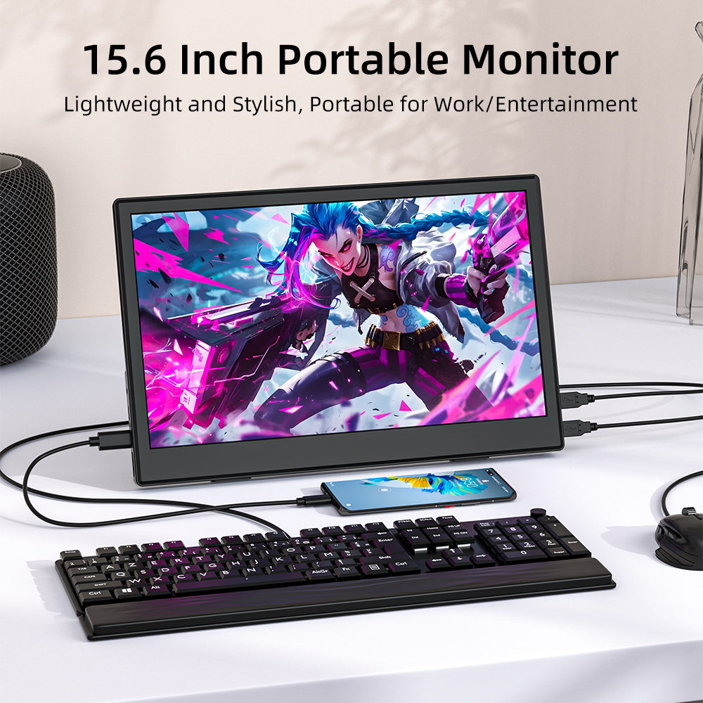 JSHIX 15.6Inch 1080P Portable Monitor Touch Screen USB C External ...