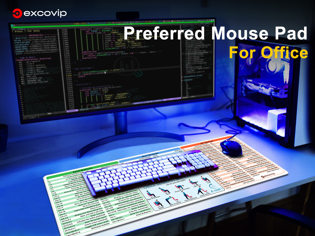 English office Shortcut Keys+Workplace Mouse Pad Large Size Soft ...