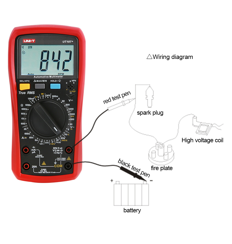 UNI-T Digital Automotive Multimeter Car UT105+ UT107+ AC DC Current ...