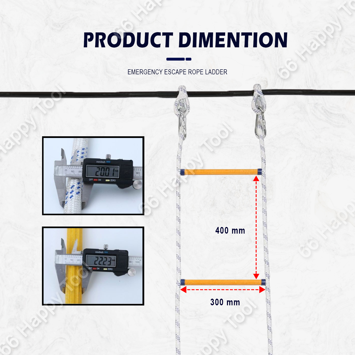 5M 10M 15M 20M Emergency Fire Escape Safety Rescue Rope Ladder / 1 Pair ...