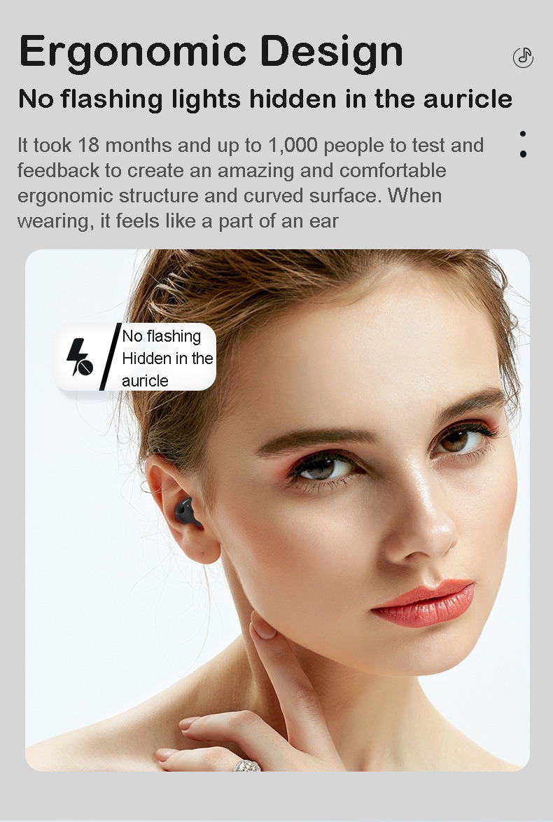 5.3 Hidden In Ear IPX5 Waterproof TWS Sleep Earbuds Mini Ultra Thin ...